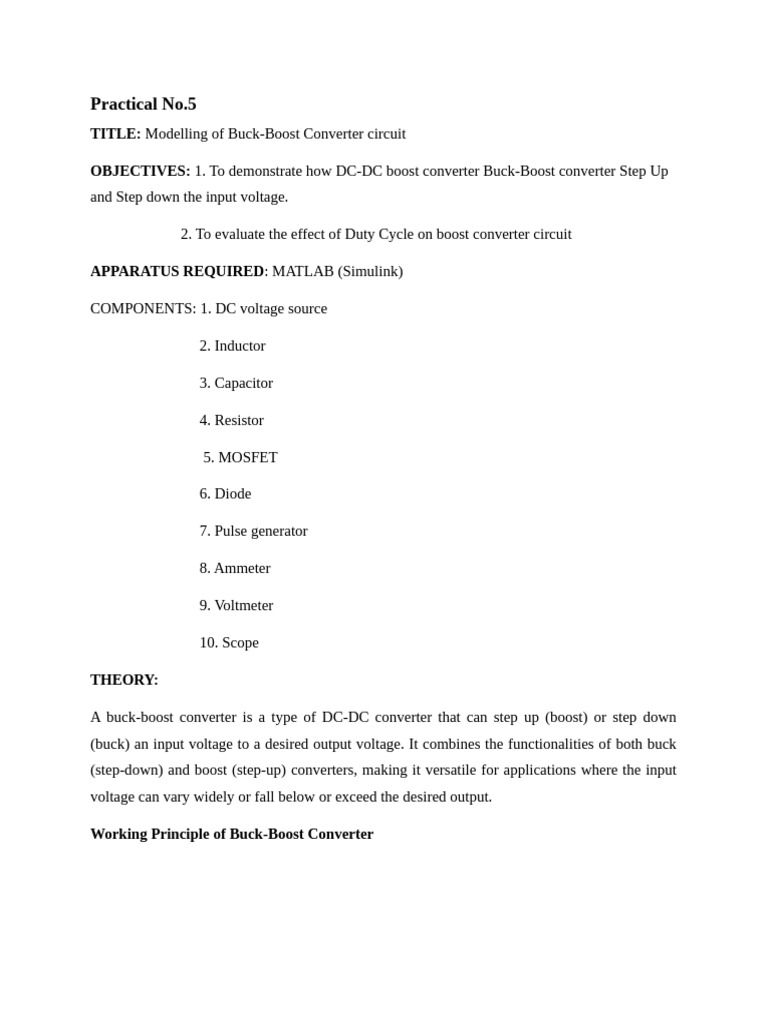 Buck-Boost Converter Lab Report | PDF | Inductor | Manufactured Goods