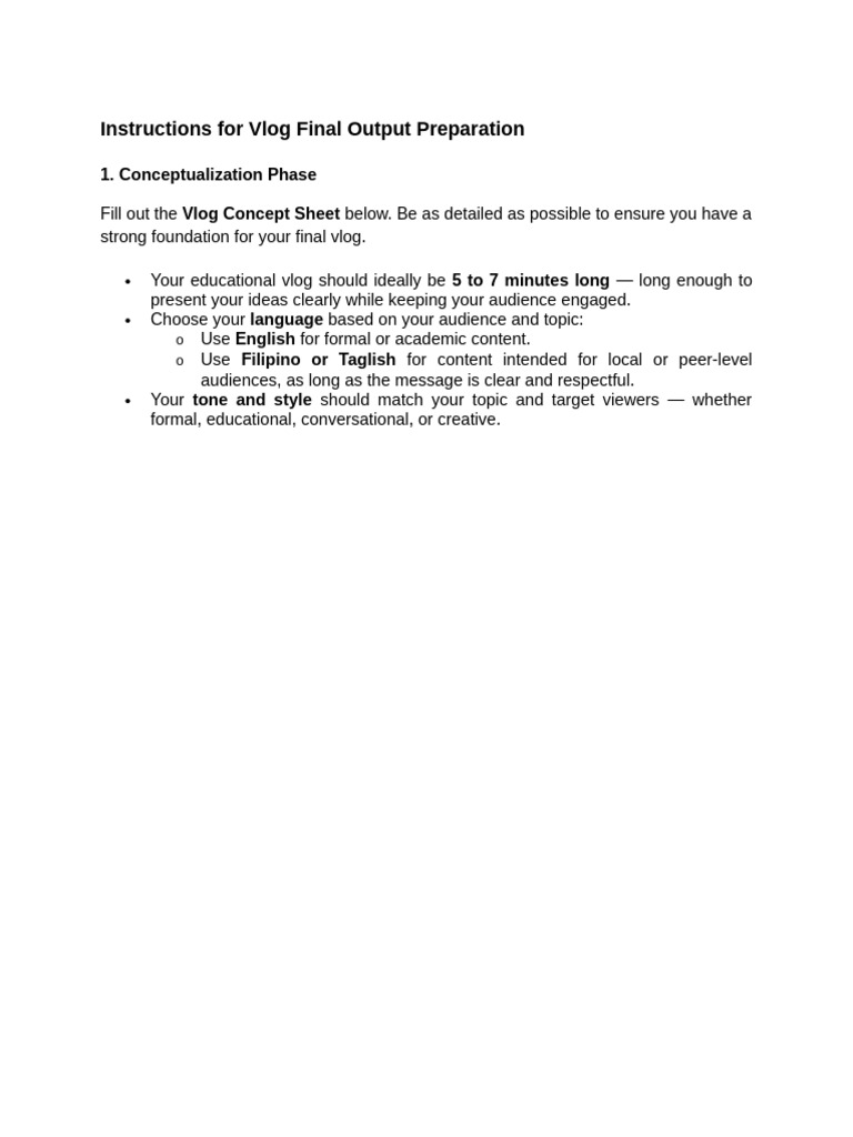 Activity Vlog-Draft Instructions | PDF
