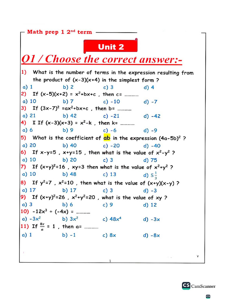 April Math M1 Revision MR Sherif | PDF