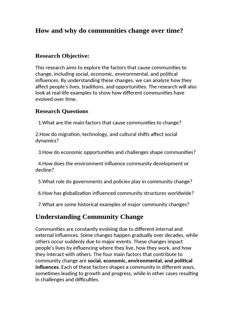 How and why do communities change over time | PDF | Human Migration ...