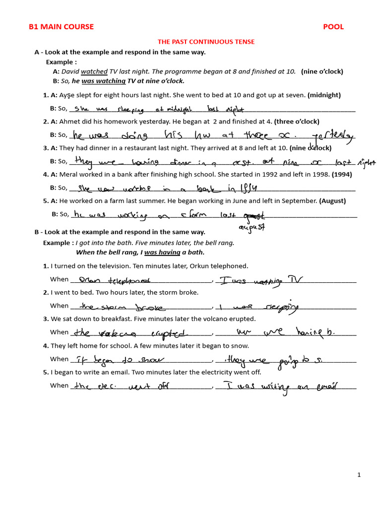 23 - THE PAST CONTINUOUS TENSE (Past Time Clauses) by A. Sınar | PDF