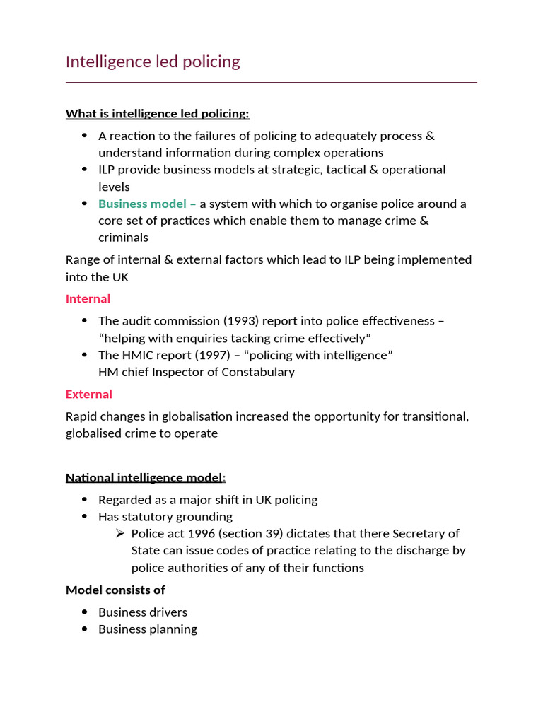 Intelligence Led Policing | PDF | Crimes | Crime & Violence