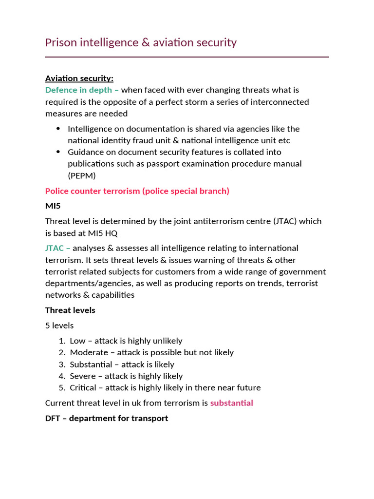 Prison Intelligence & Aviation Security | PDF | Airport Security | Prison