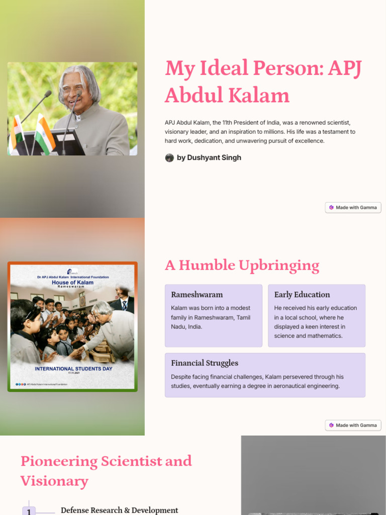 My Ideal Person APJ Abdul Kalam | PDF
