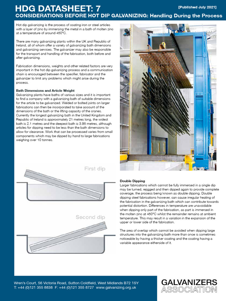 Hdg Datasheet 7 - Considerations Before Hot Dip Galvanizing - Handling During the Process | PDF ...
