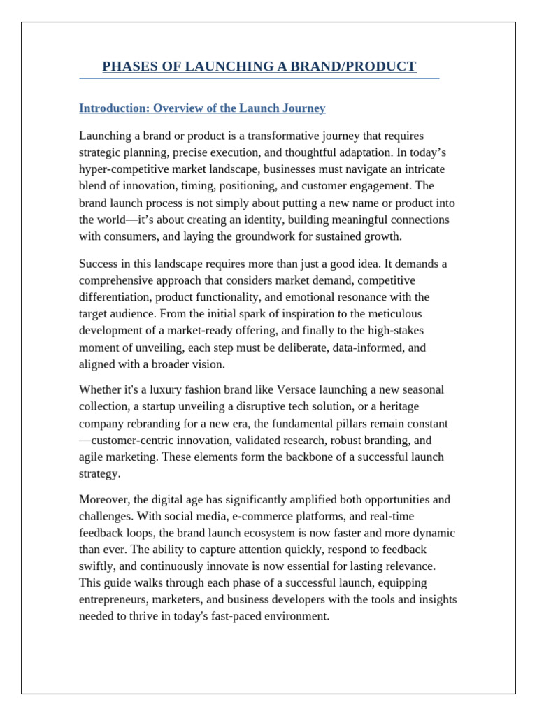 Phases of Launching a Brand or Product | PDF | Brand | Marketing