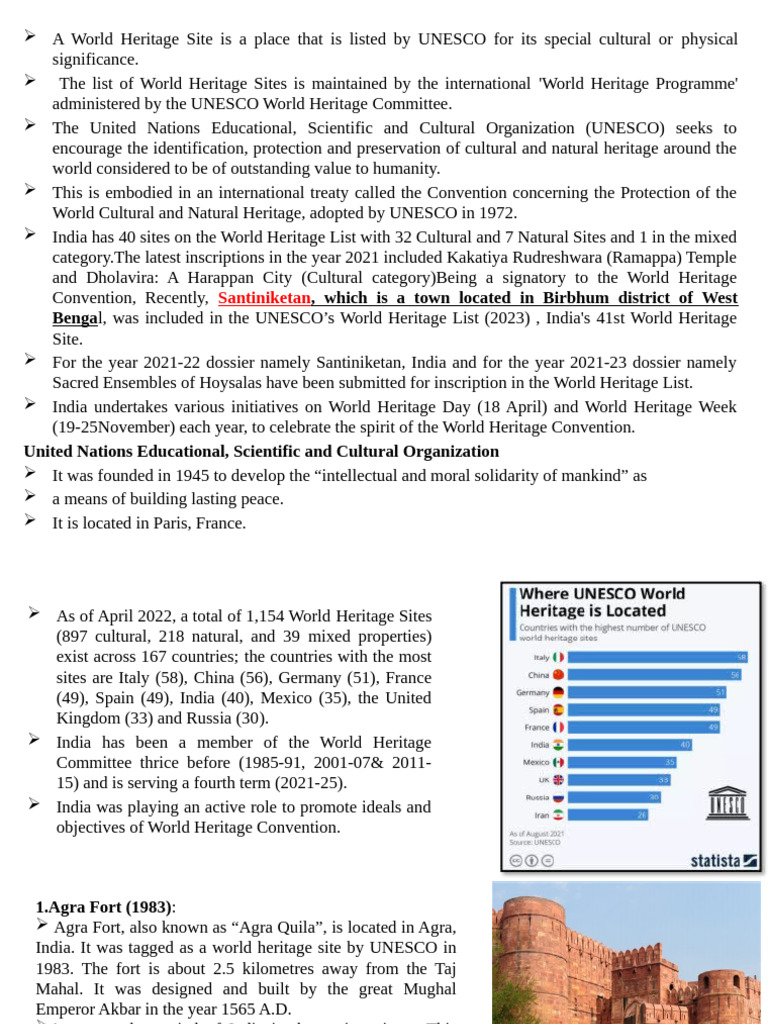India’s UNESCO World Heritage Sites Overview | PDF