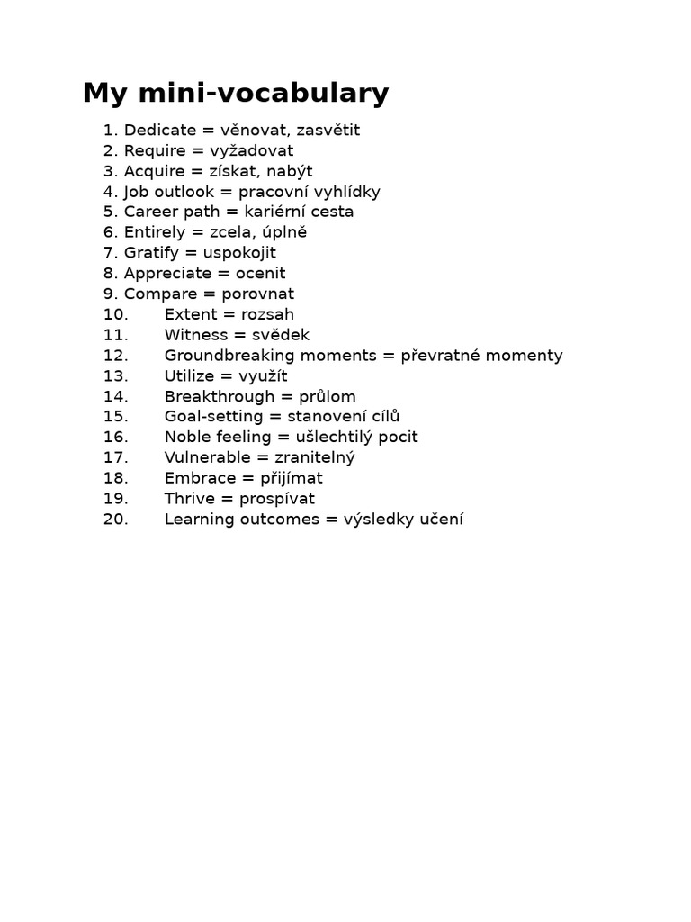 My Mini Vocabulary | PDF