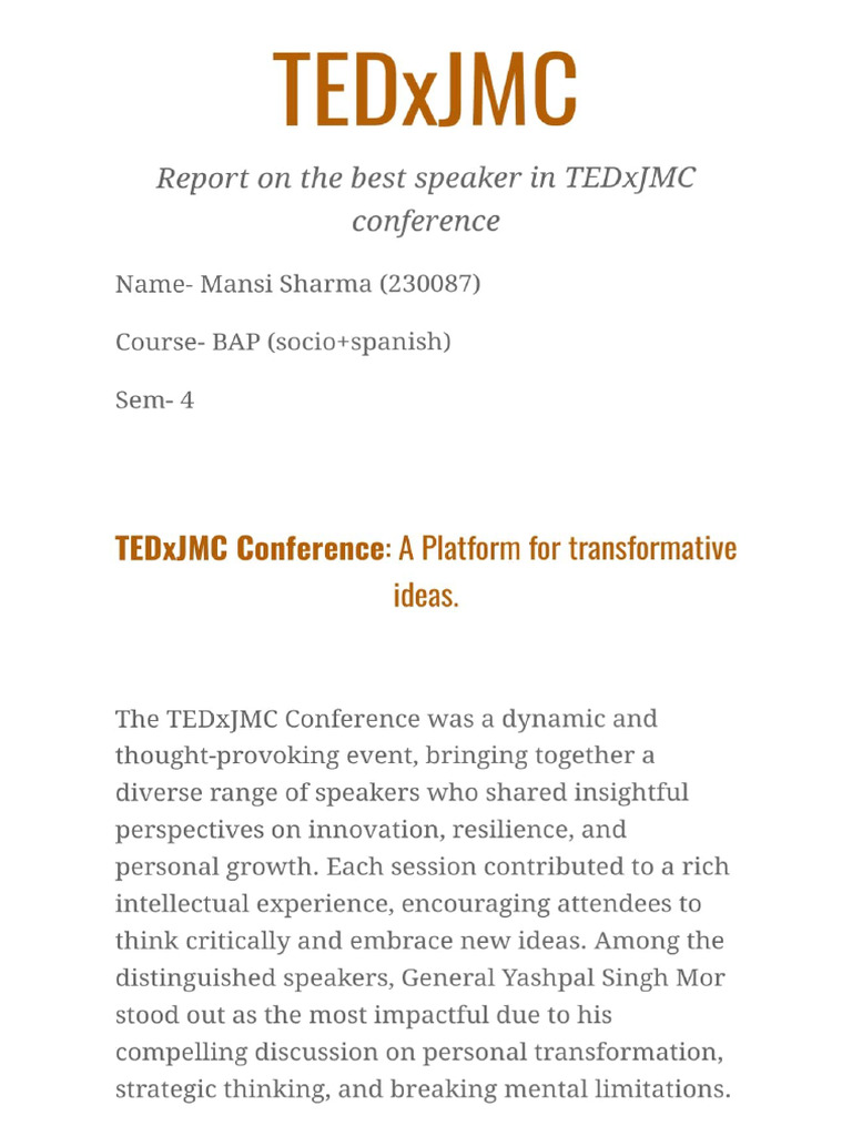 TEDx JMC | PDF