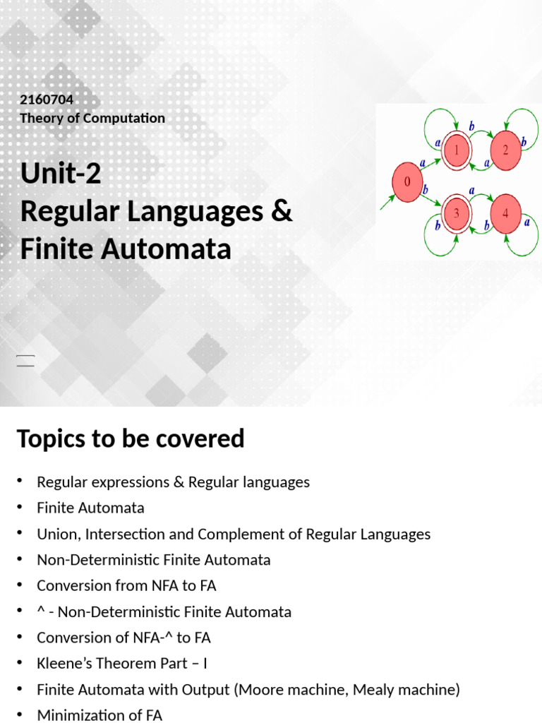 Unit-2 Regular Languages & Finite Automata (Part1) | PDF | Automata Theory | Formalism (Deductive)