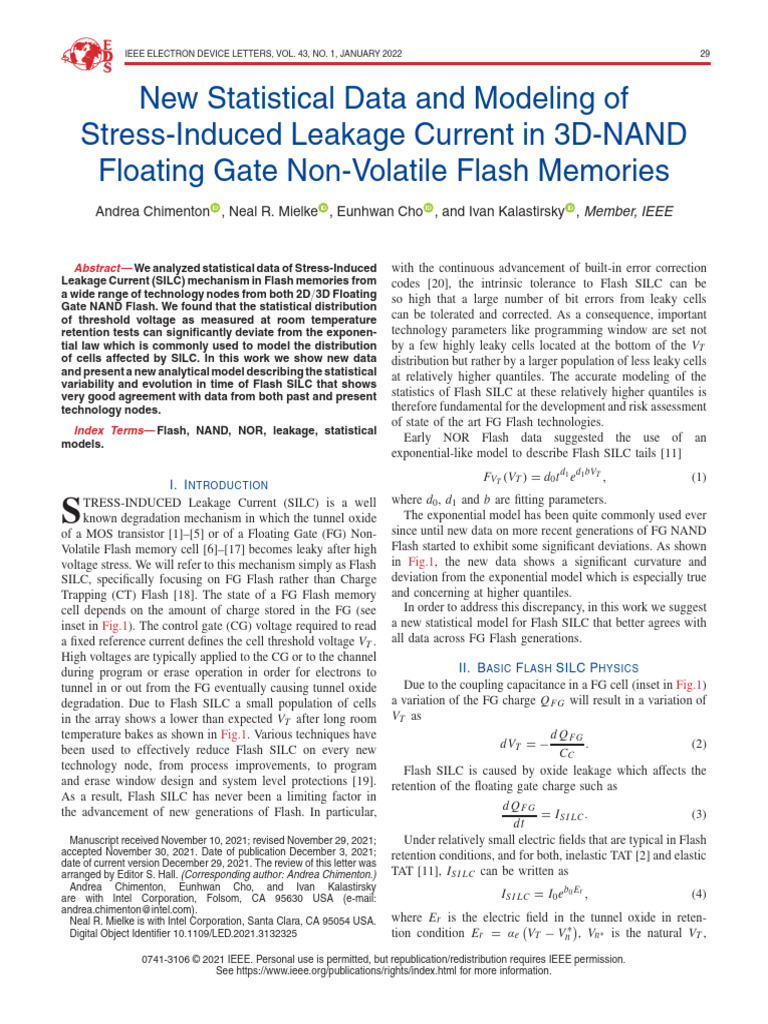 New Statistical Data and Modeling of Stress-Induced Leakage Current in 3D-NAND Floating Gate Non ...