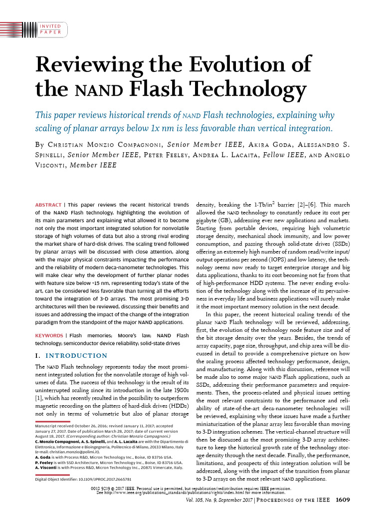 Reviewing the Evolution of the NAND Flash Technology | PDF | Flash Memory | Integrated Circuit