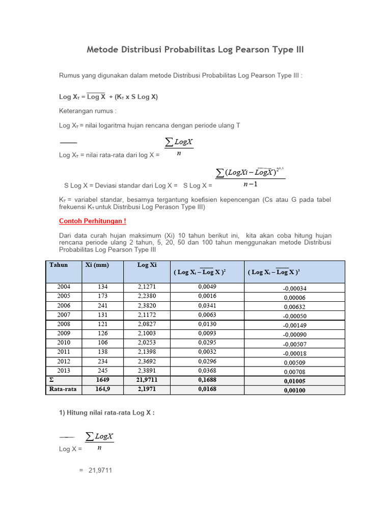 Distribusi Log Pearson Type Iii | PDF