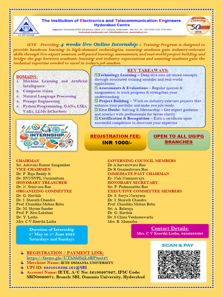Internship Brochure IETE 2025 | PDF | Learning