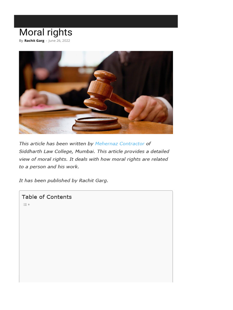 Moral Rights - Ipleaders | PDF | Justice | Crime & Violence