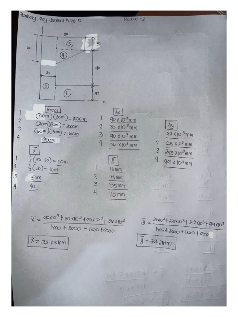 Assignment - Centroids and Center of Gravity - Panilag, Joshua | PDF