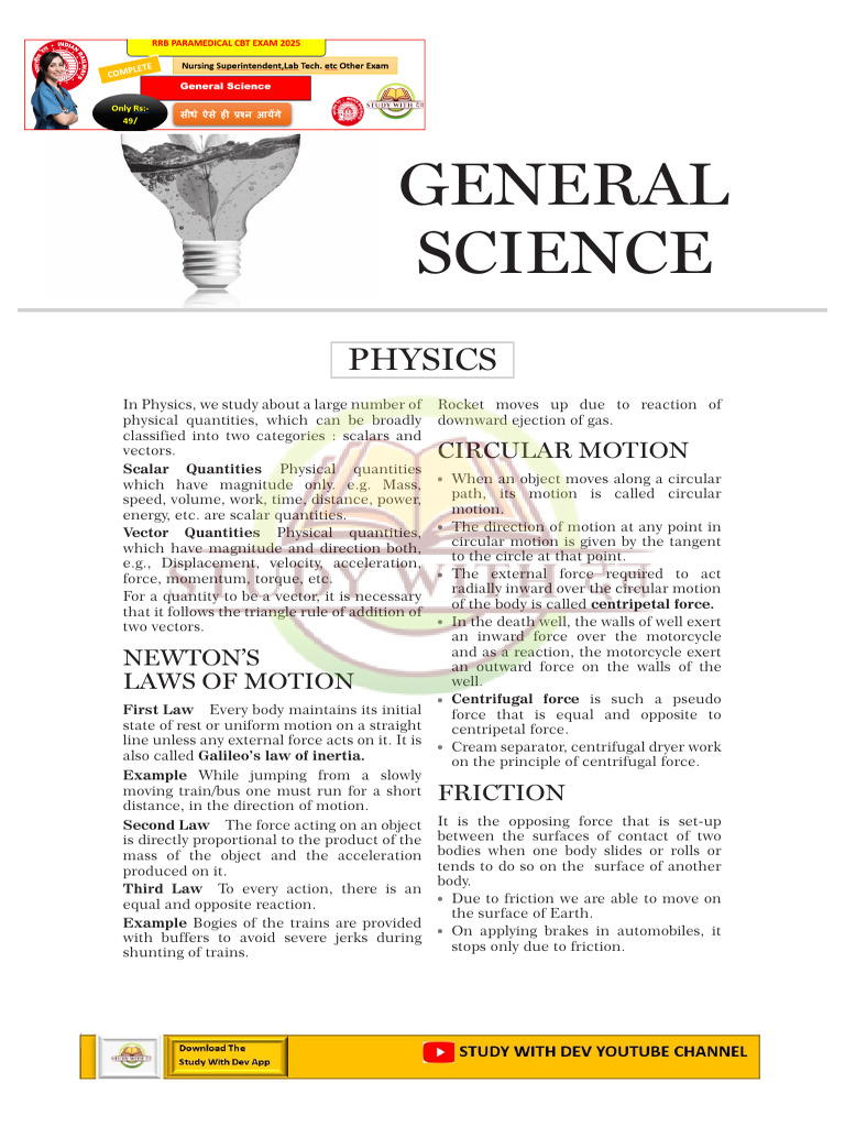 Demo General Science ENG | PDF | Force | Newton's Laws Of Motion