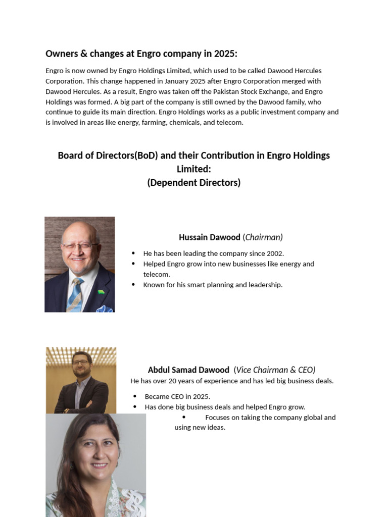 Engro Holdings: Ownership and Leadership 2025 | PDF | Infrastructure ...