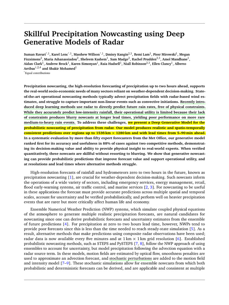 Skillful Precipitation Nowcasting Using Deep | PDF | Numerical Weather Prediction | Weather ...