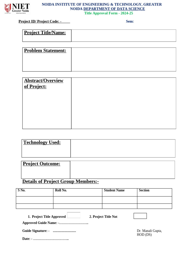Project Title Approval Form | PDF