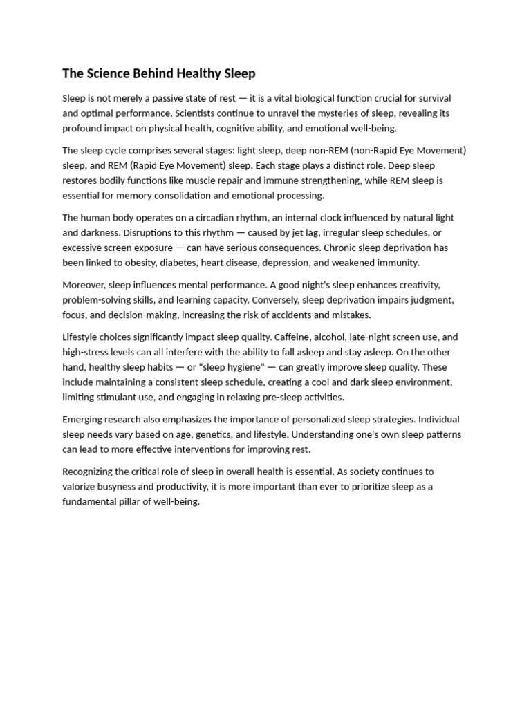 The Science Behind Healthy Sleep | PDF