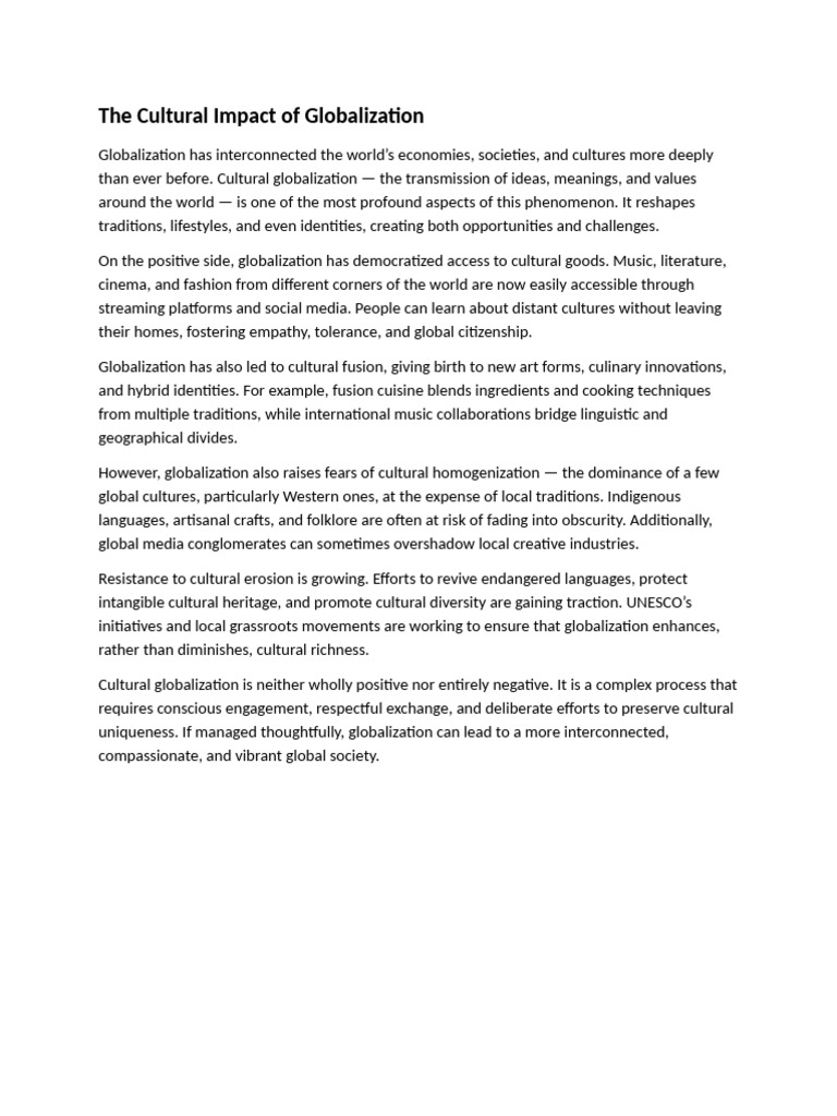 The Cultural Impact of Globalization | PDF