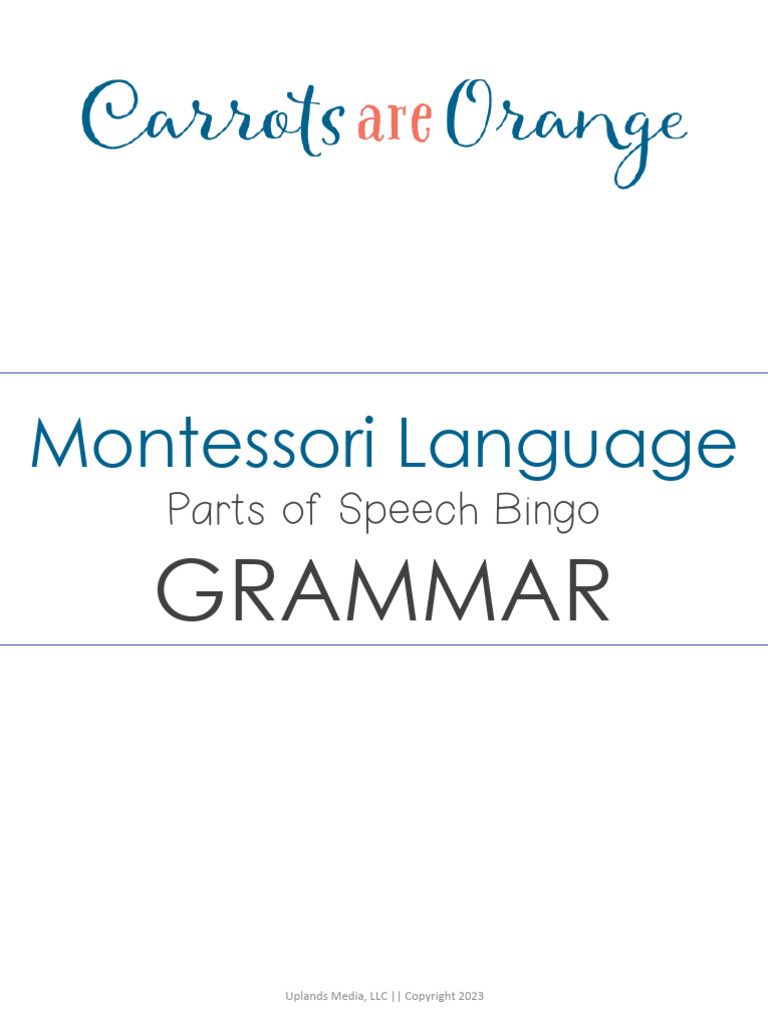 GrammarPartsofSpeechBingo 1 | PDF | Part Of Speech | Adverb