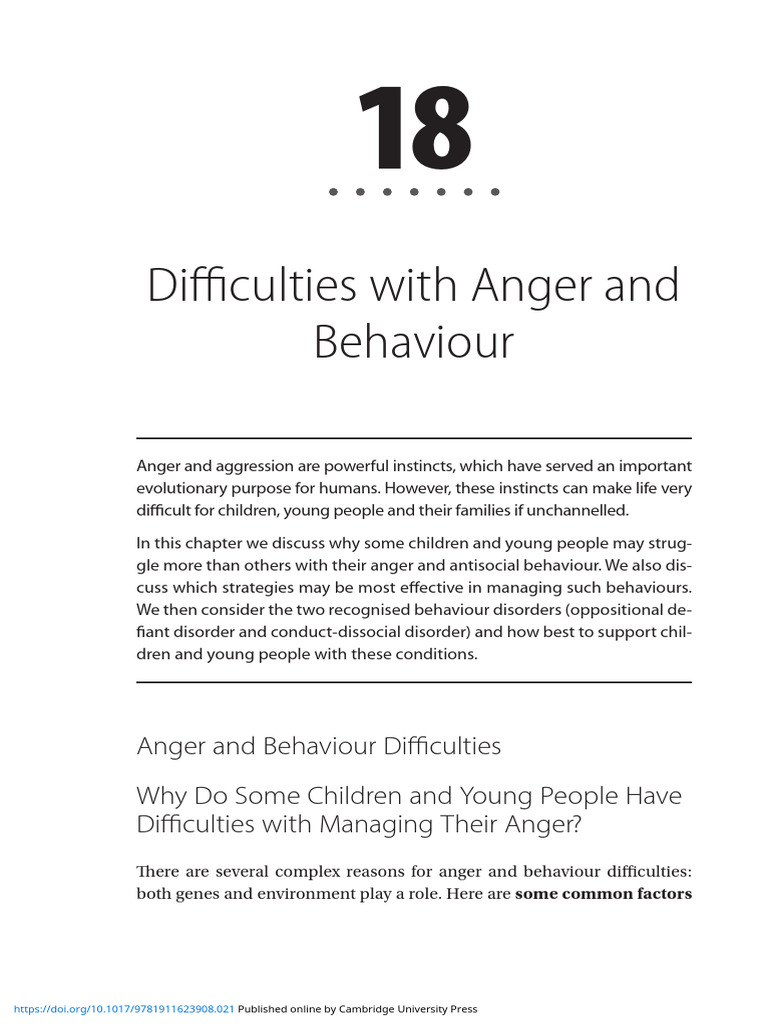 Difficulties With Anger and Behaviour | PDF | Mental Disorder ...