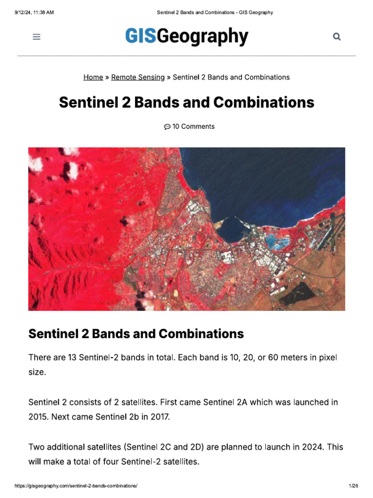 Sentinel 2 Bands and Combinations - GIS Geography | PDF