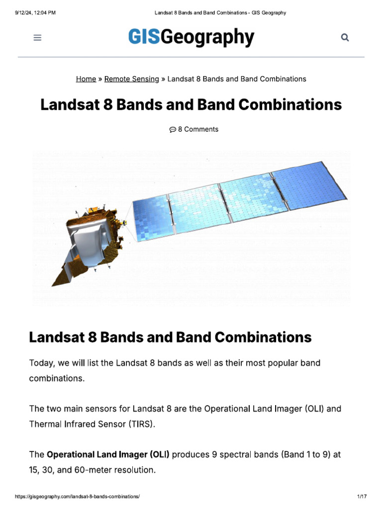 Landsat 8 Bands and Band Combinations - GIS Geography | PDF