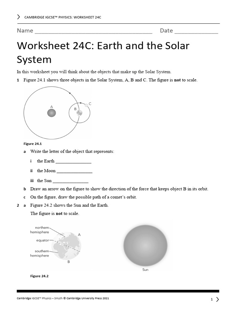 Igcse Physics 3ed TR Ws 24c | PDF | Planets | Sun