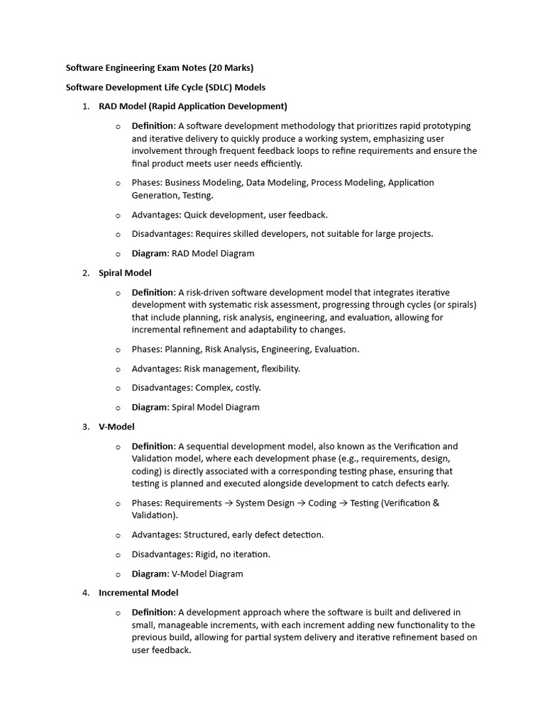 Software Engineering Exam Notes | PDF | Software Testing | Software ...