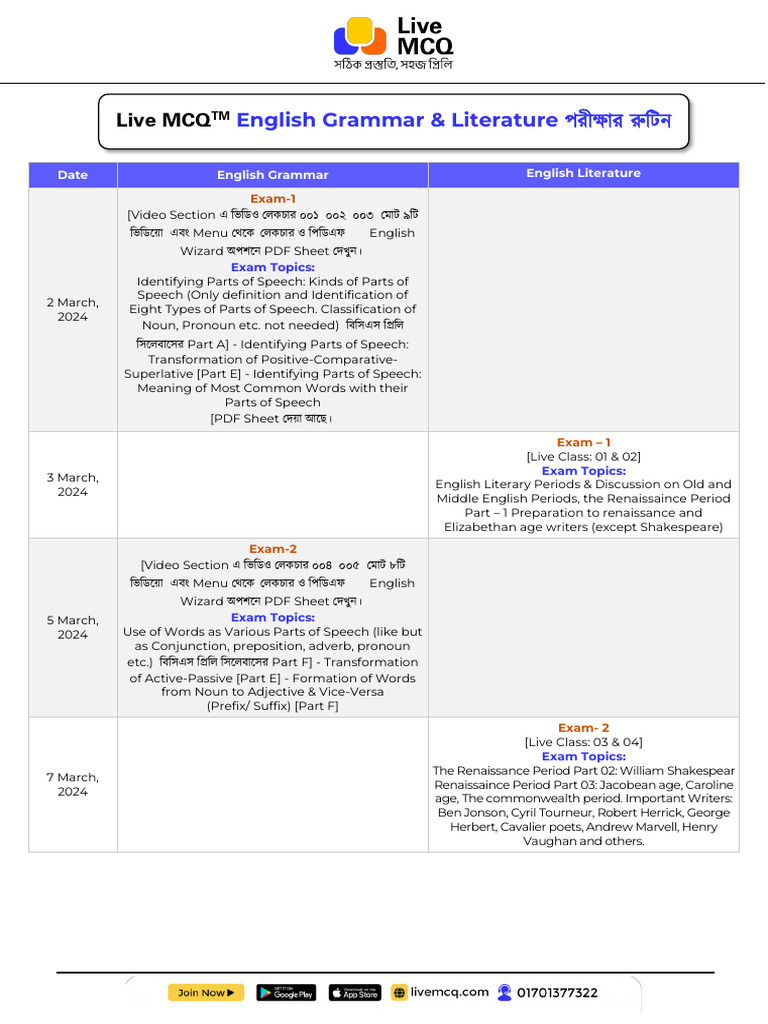 English Grammar Literature Exam New Routine | PDF | Part Of Speech ...