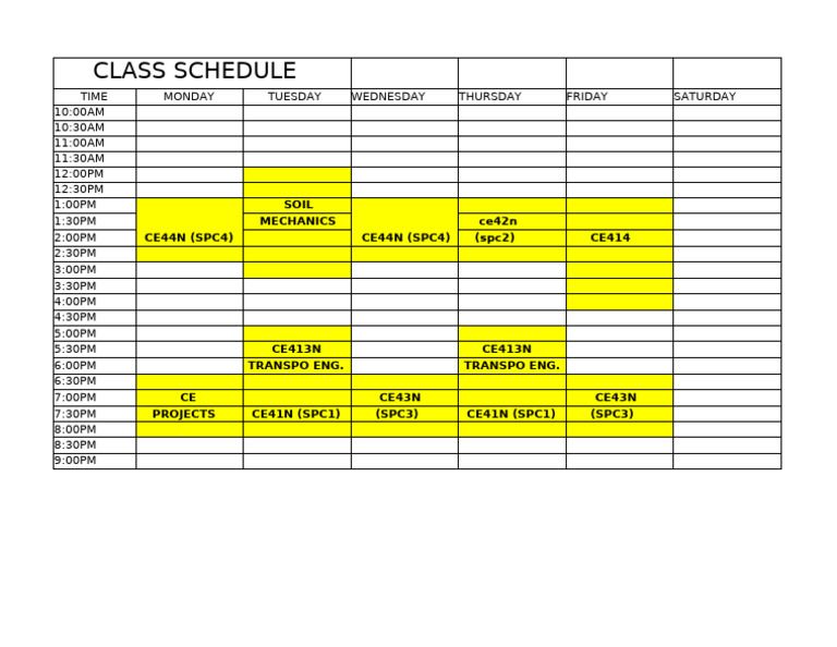 Class Schedule | PDF