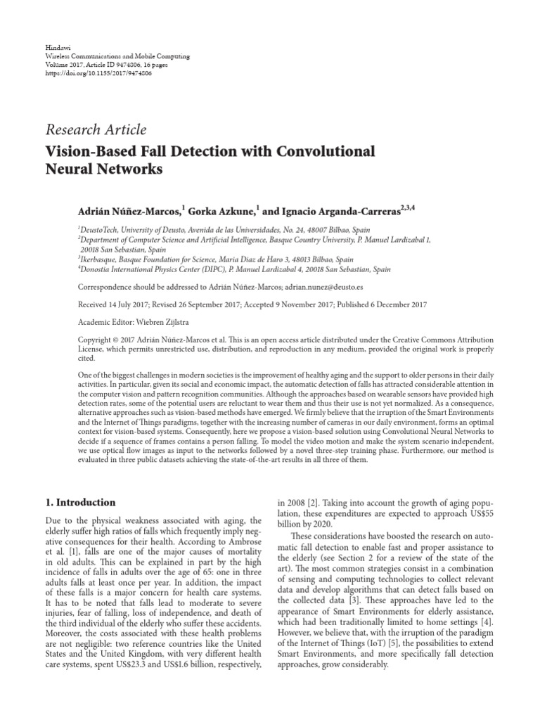 Vision-Based Fall Detection Using CNNs | PDF | Sensitivity And ...