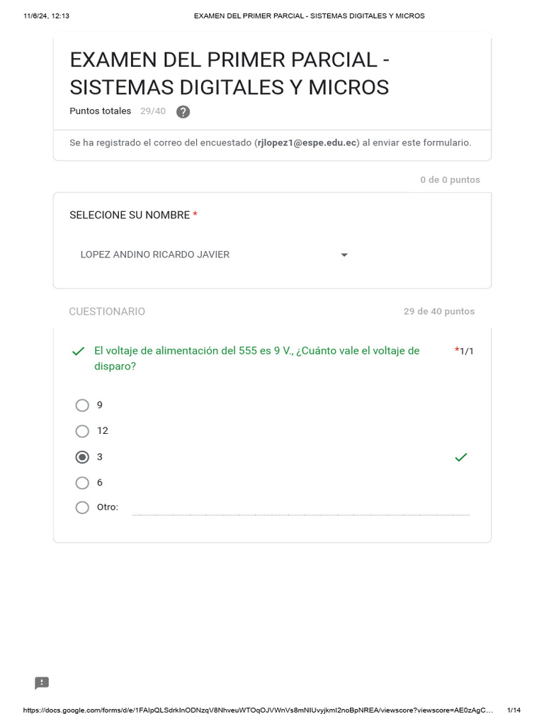 Examen Parcial Sistemas Digitales y Micros | PDF | Tecnología digital ...