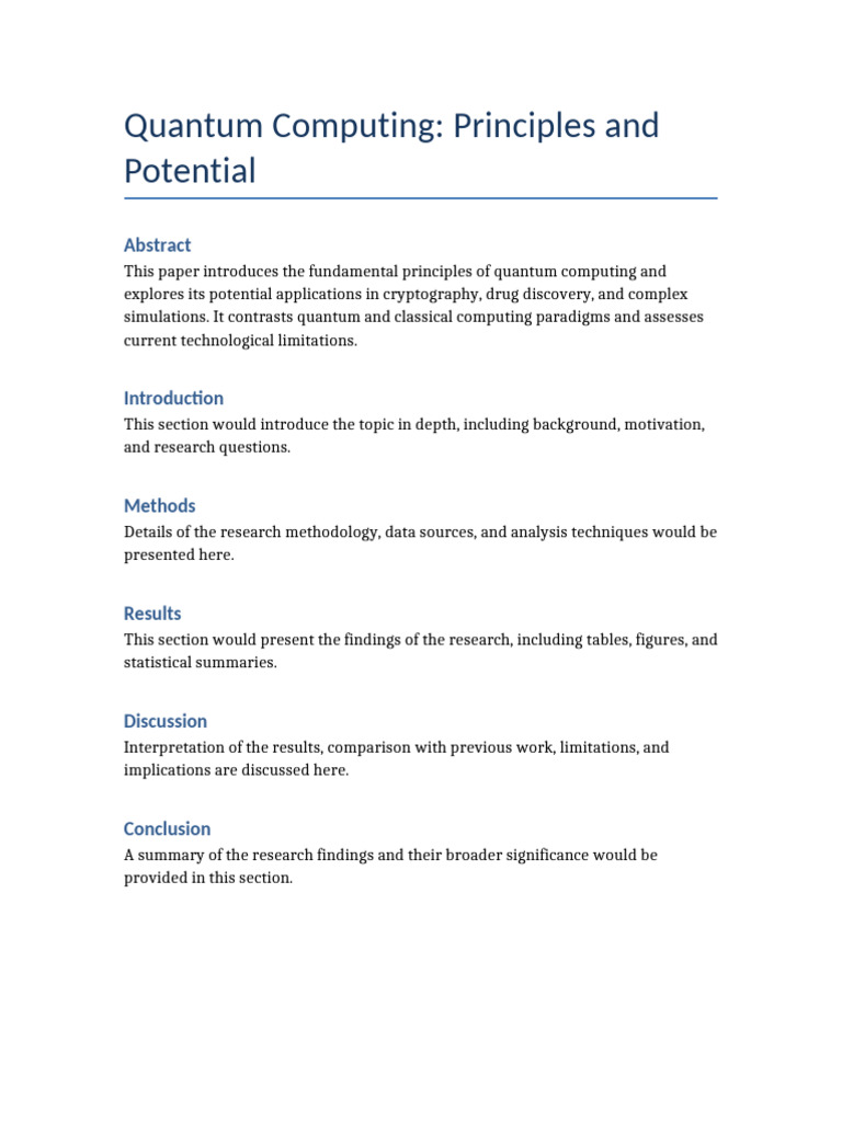 Quantum Computing Principles and Potential | PDF