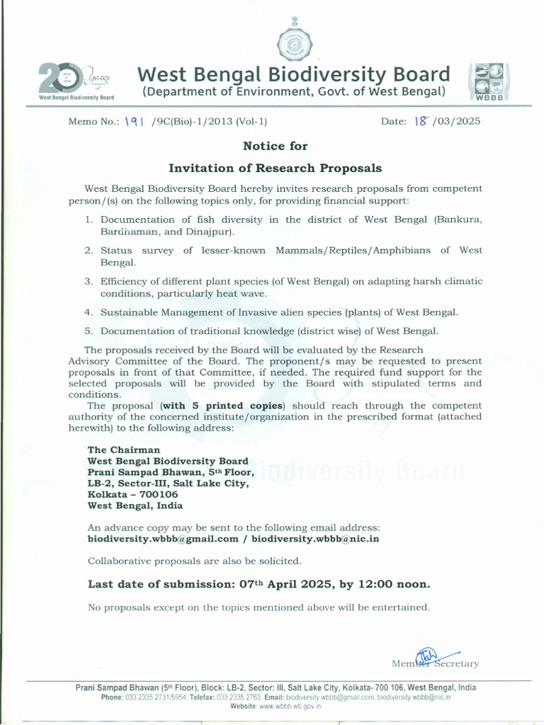 Notice For Invitation of Research Proposals | PDF