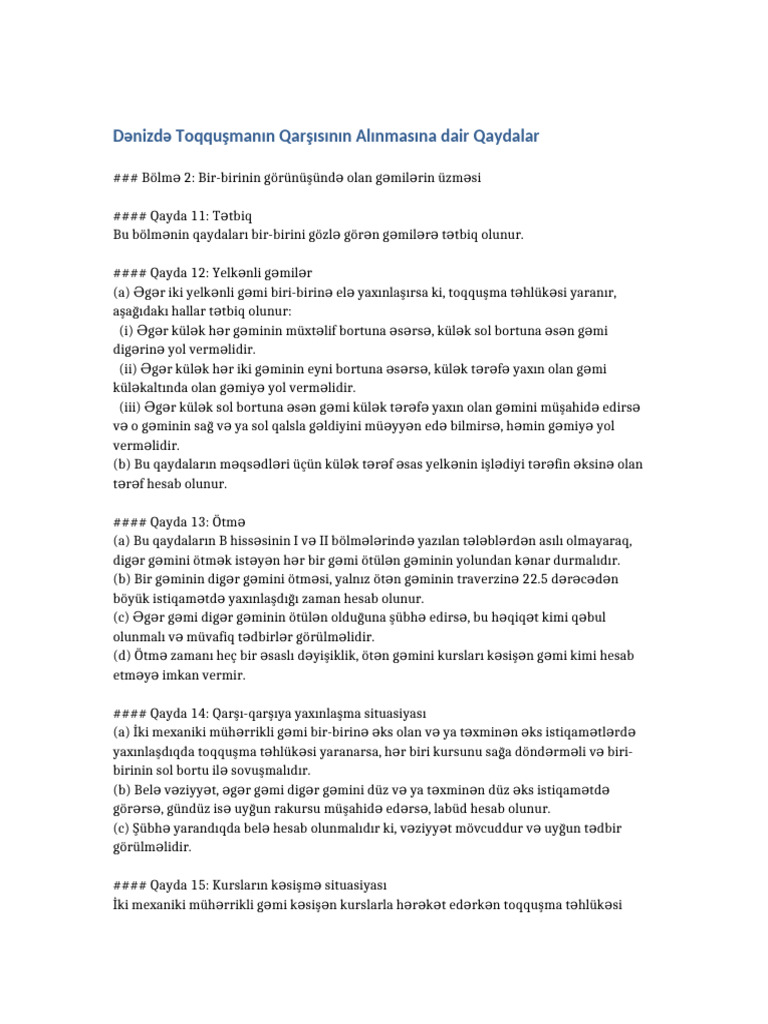 COLREG Qaydalar | PDF