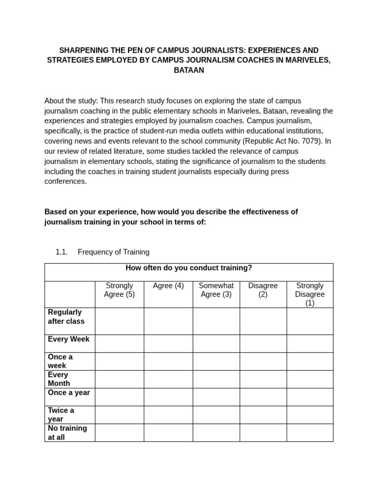Updated Questionnaire 124 For Teacher | PDF | Journalism | Mass Media