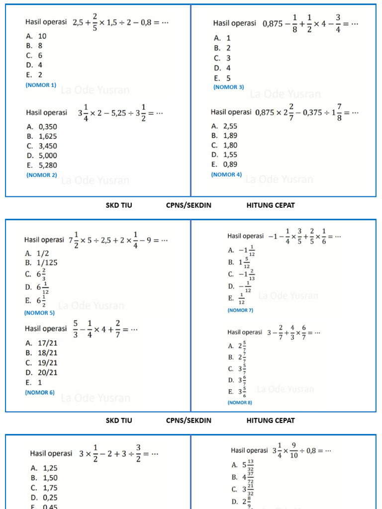 Tiu - Hitung Cepat (Pecahan) | PDF