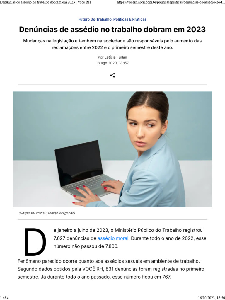 Aumento de Denúncias de Assédio em 2023 | PDF | Assédio sexual