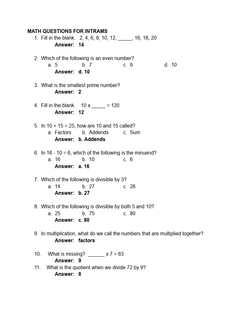 Ans MATH AND GEOMETRY QUESTIONS FOR INTRAMS | PDF | Triangle | Triangle Geometry