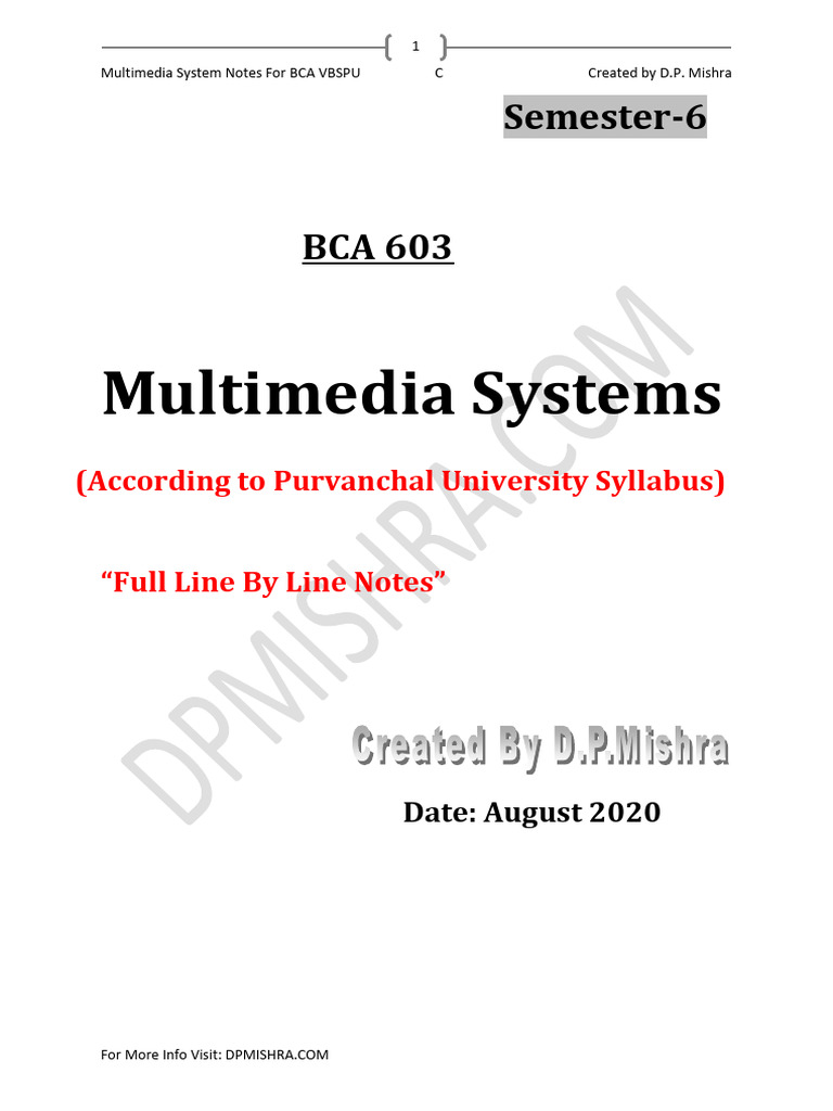Multimedia System Notes for BCA 6th Semester VBSPU PDF | PDF | Data ...