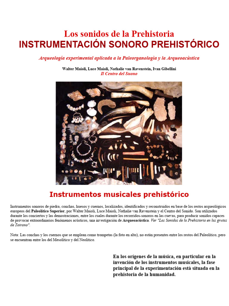 Instrumentos Musicales en la Prehistoria | PDF | Flauta | Instrumentos ...
