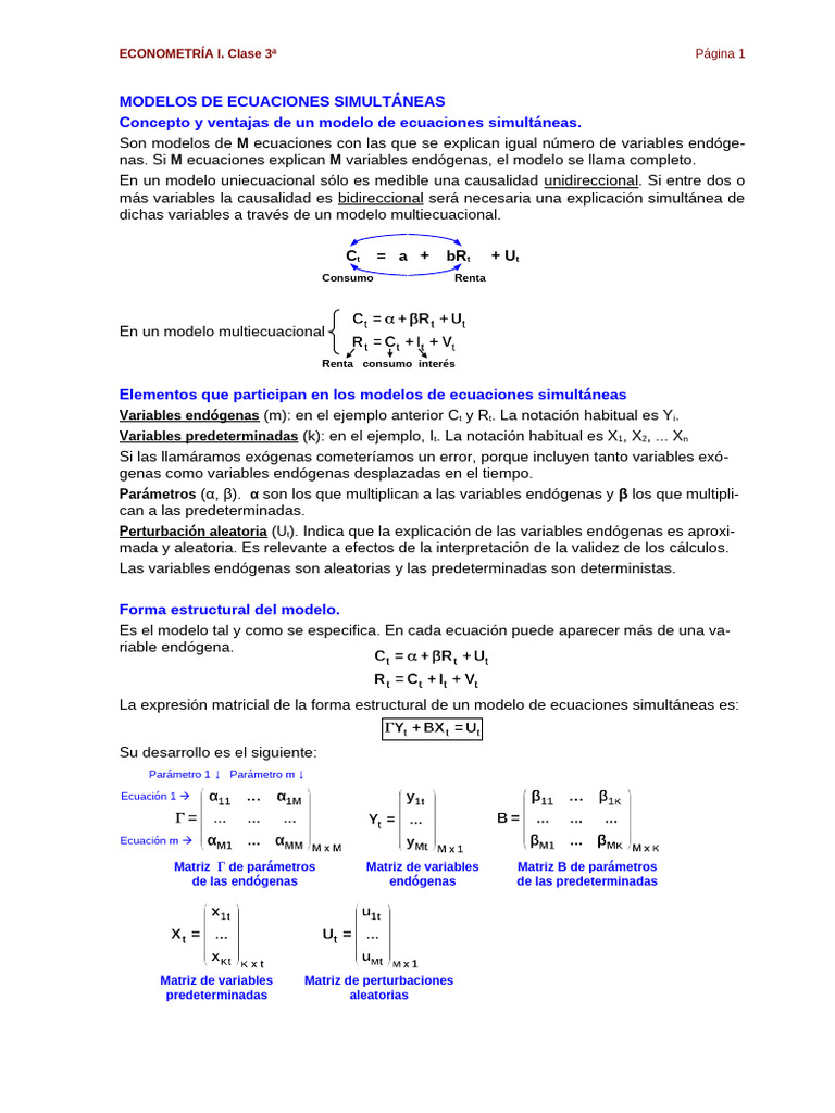 Clase 3 | PDF | Econometría | Matriz (Matemáticas)