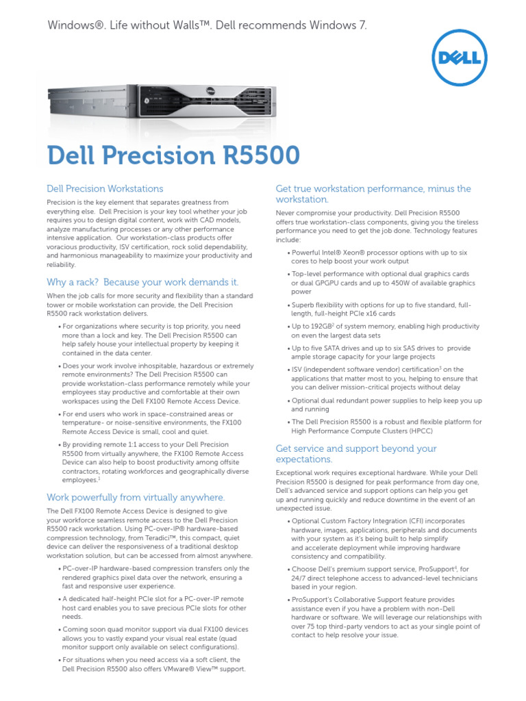 Precision R5500 Specsheet | PDF | 64 Bit Computing | Workstation