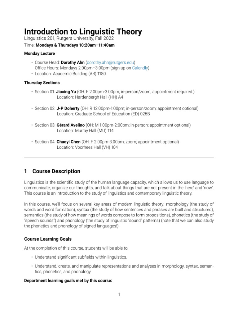 Introduction To Ling Theory 201 | PDF | Linguistics | Phonology