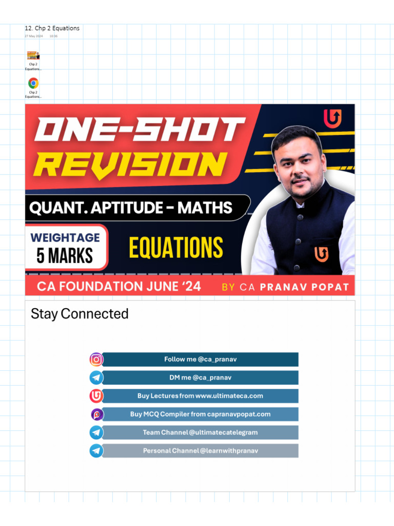 CHP 2 Equations One Shot Pranav Sir | PDF