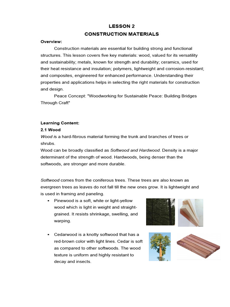 LESSON 2 Construction Materials 1 | PDF | Composite Material | Metals